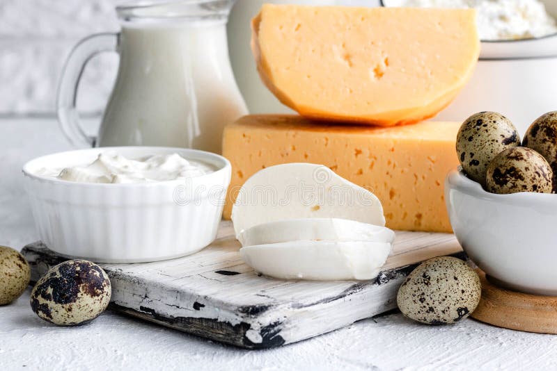 Assorted Dairy Products. Farm Products Stock Photo - Image of drink ...