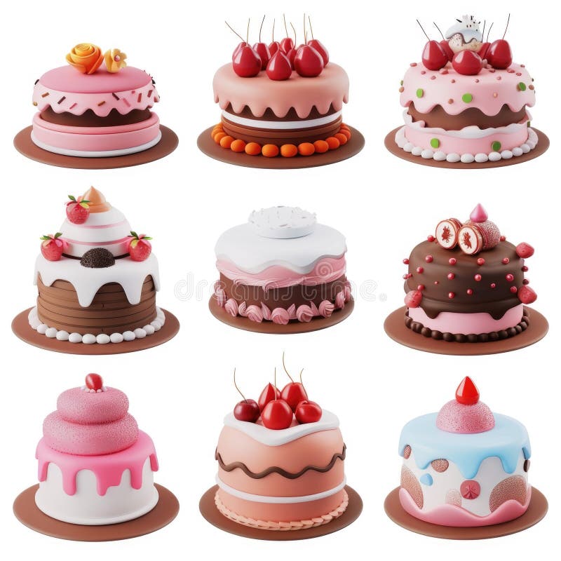 Assorted Decorated Cakes Collection Showcasing Colorful and Creative ...