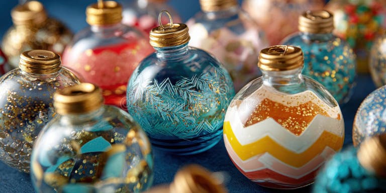 Assorted Decorative Glass Bottles with Unique Designs Displayed on a ...