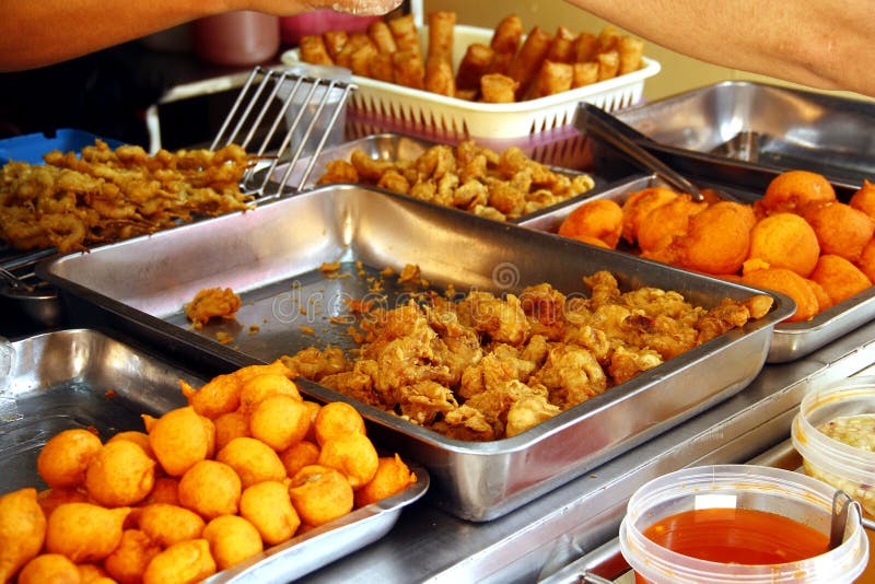 Assorted Deep Fried Snack Food Sold at a Food Kiosk Stock Image - Image ...