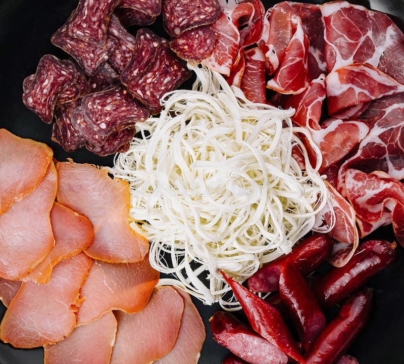Assorted Deli Meats and Cheese Platter Stock Photo - Image of cuts ...