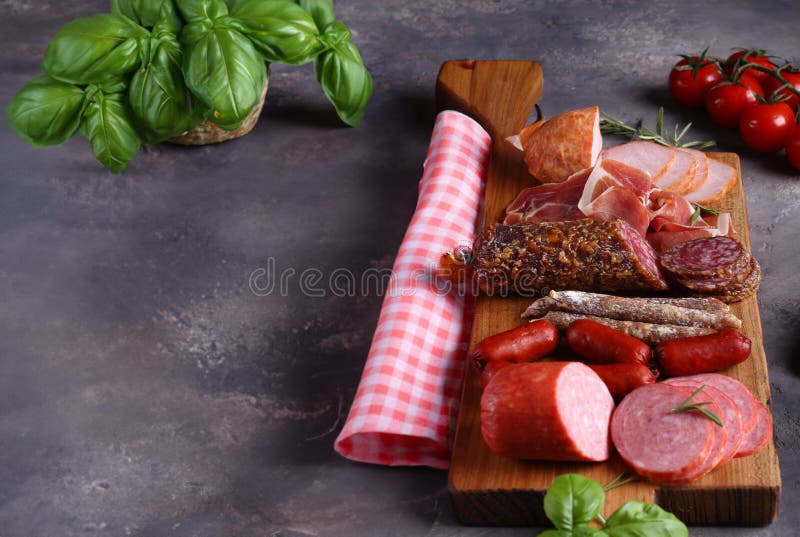 Deli Meats Ham, Salami, Prosciutto Stock Image - Image of appetizer ...