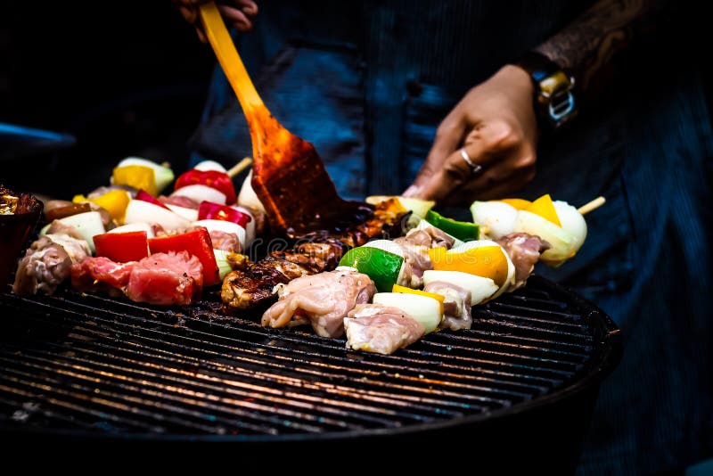 Assorted Delicious Barbecue with Meat and Vegetable on Grill Simple ...