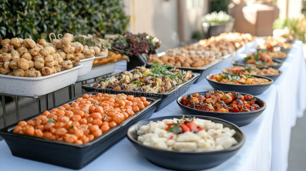 Assorted Delicious Food Buffet Table Display Stock Illustration ...