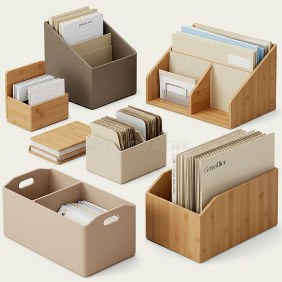 Assorted Desk Organizers Feature in the Image, Made from Materials Like ...