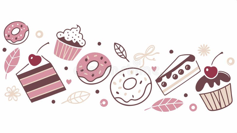 Assorted Desserts and Pastries Border, Sweet Treats Frame Design Vector ...