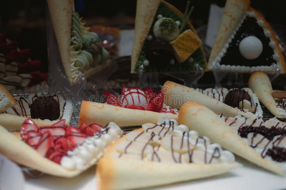 Assorted Desserts with Various Toppings on Display on a Table Stock ...