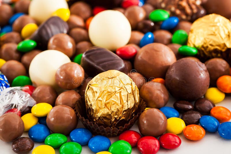 Assorted of Different Chocolate Candy Stock Image - Image of garland ...