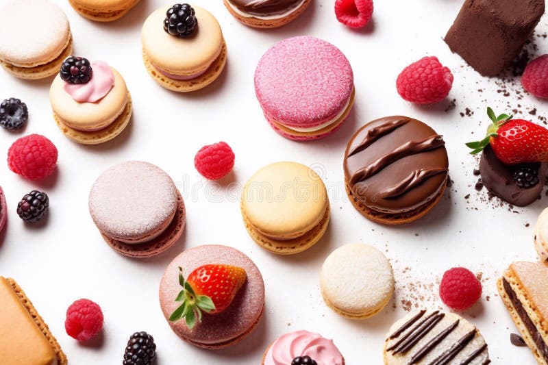 Assorted Different Mini Cakes with Cream, Chocolate and Berries Stock ...