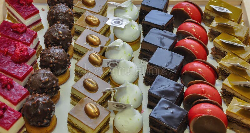 Assorted Different Mini Cakes with Cream, Stock Image - Image of ...