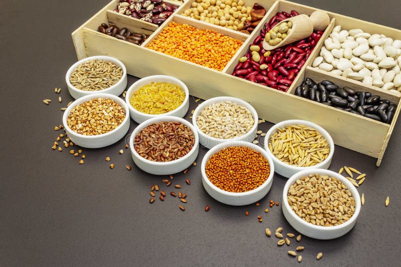 Assorted Different Types of Beans and Cereals Grains Stock Photo ...