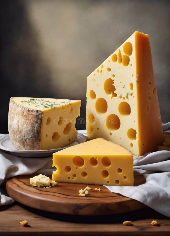 Assorted Different Types of Cheese.Generative AI. Stock Illustration ...