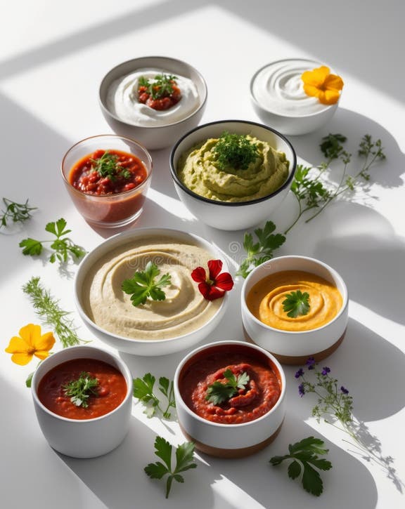 Assorted Dips and Sauces Ready for a Flavorful Fiesta Stock Image ...