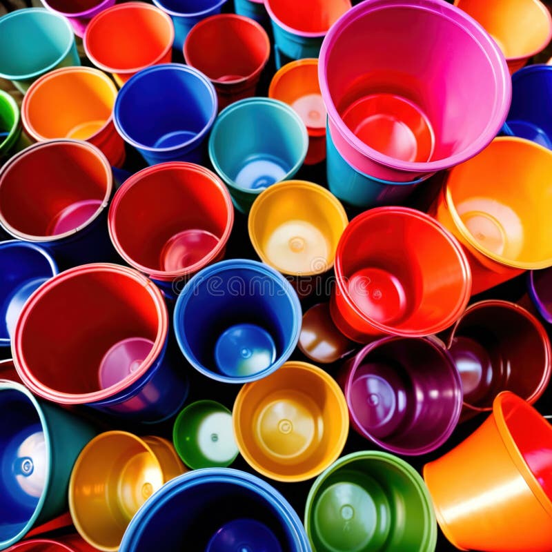 Assorted Diverse Bright Colorful Multicolored Plastic Buckets Stock ...