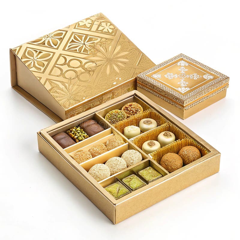 Diwali Sweets Gift Set with Luxurious Gold Embossing Stock Illustration ...