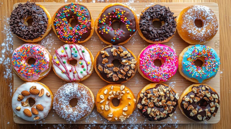 Assorted Donuts Arrangement from Overhead View Stock Illustration ...