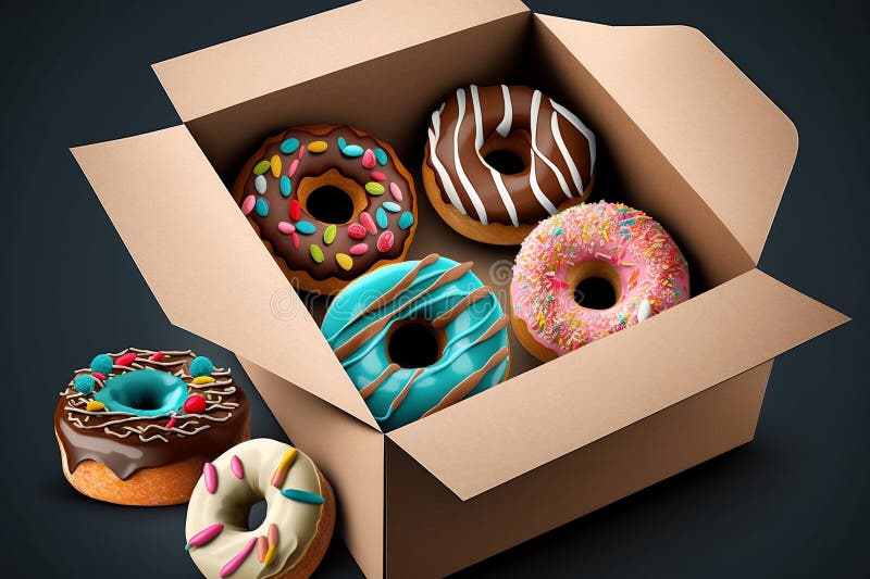 Assorted Donuts in a Box. AI Stock Illustration - Illustration of ...