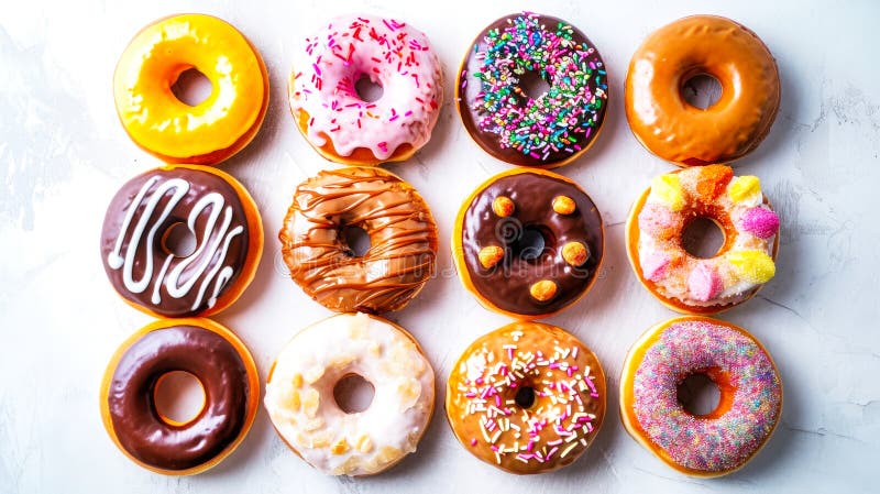Assorted Donuts in a Box stock illustration. Illustration of options ...
