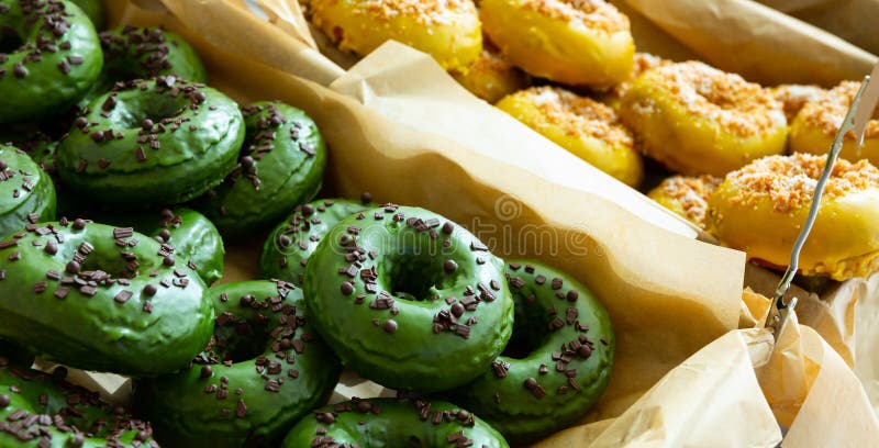 Sweet Donuts with Glaze in Box Stock Photo - Image of pastry, dough ...