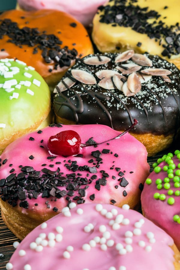 Assorted Donuts with Different Fillings Stock Image - Image of dessert ...