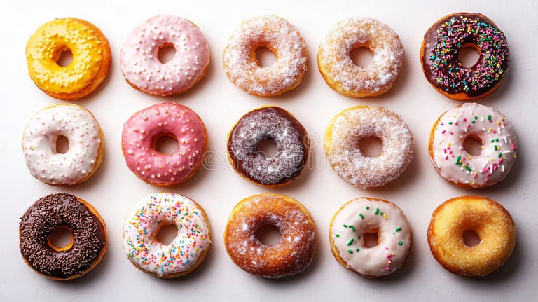 Assorted Donuts Garnished with Icing Sugar Sprinkles Stock Photo - Image of bakery, sprinkle ...