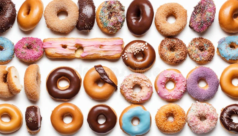 Assorted Donuts Isolated on White Background Stock Illustration ...