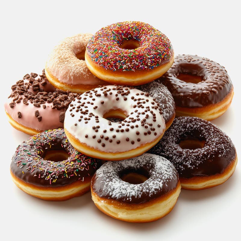 Assorted Donuts on White Background Stock Image - Image of sprinkles ...