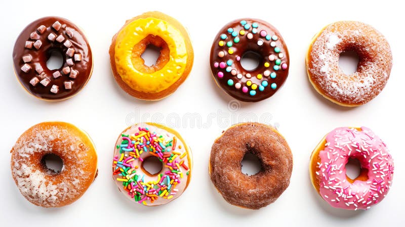 Assorted Doughnuts Arranged in a Row Stock Illustration - Illustration ...
