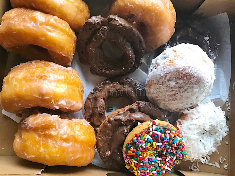 Assorted Doughnuts in a Box Stock Image - Image of sugary, junk: 82314357