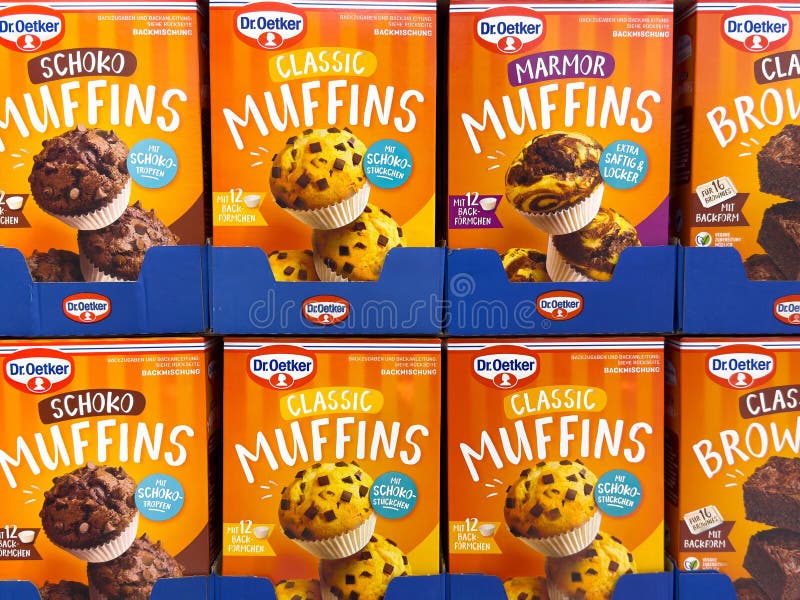 Assorted Dr. Oetker Muffin Mix Boxes on Display in Supermarket ...