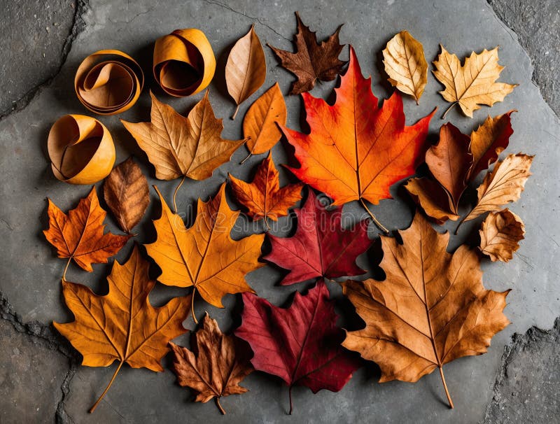 Assorted Dried Autumn Leaves for Vibrant and Serene Background Stock ...