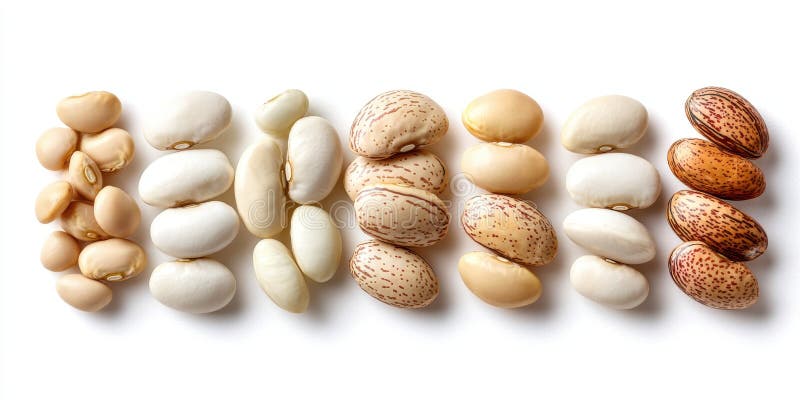 Assorted Dried Beans in Various Colors Arranged on a Clean White ...