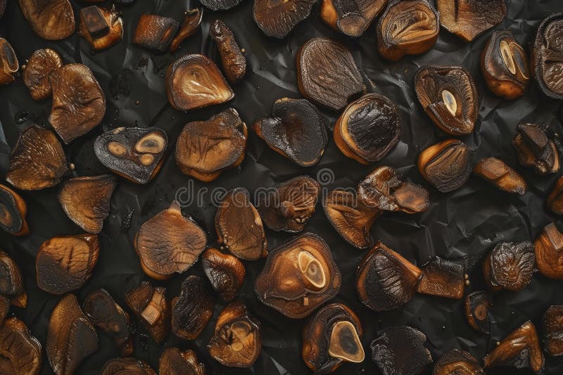 Assorted Dried Black Garlic Cloves on Dark Background Stock Photo ...