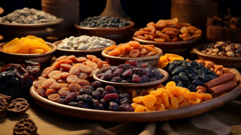 Assorted Dried Fruits with Middle Eastern Touch Stock Illustration ...