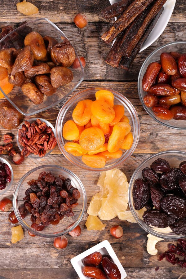 Assorted dried fruits stock photo. Image of wood, collection - 65275552
