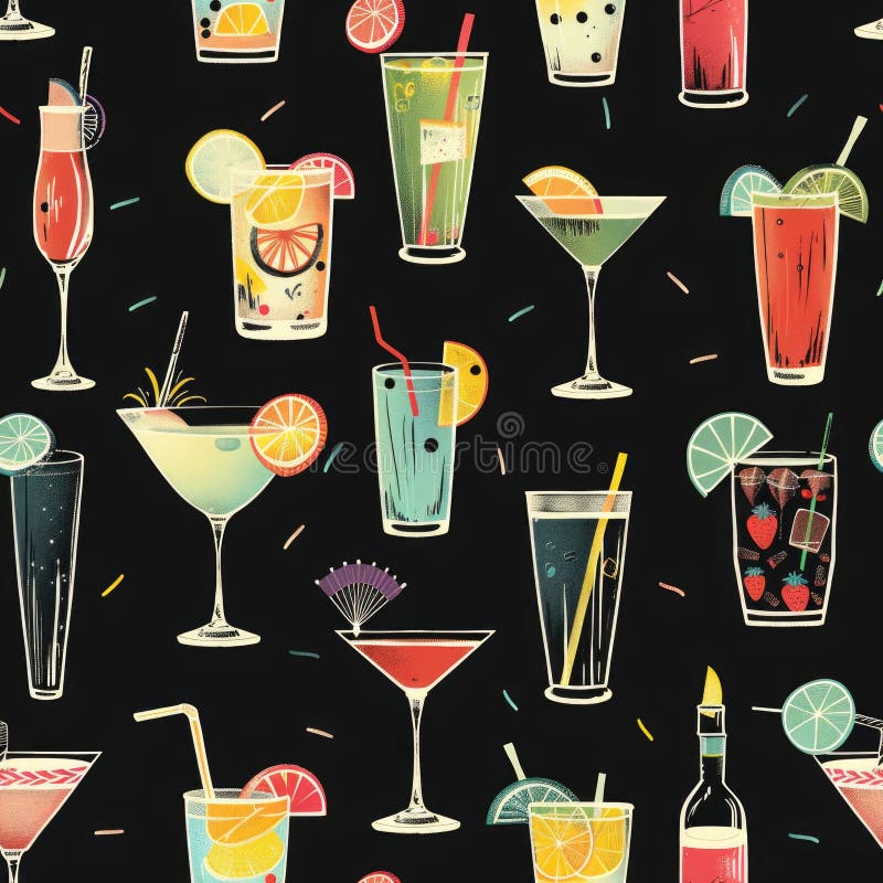 Assorted Drinks on a Dark Background, Perfect for Menu Design Stock ...