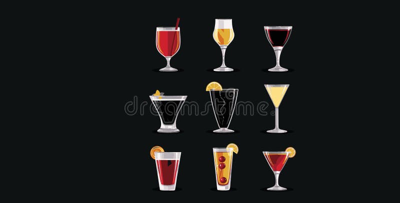 Assorted Drinks in Different Glasses Stock Image - Image of alcohol ...