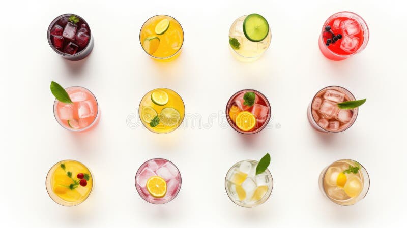 Assorted Drinks Displayed on a White Table, Suitable for Beverage ...