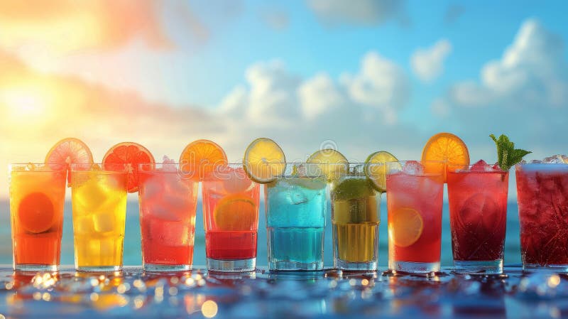 Assorted Drinks in Various Glasses Stock Image - Image of nightlife ...