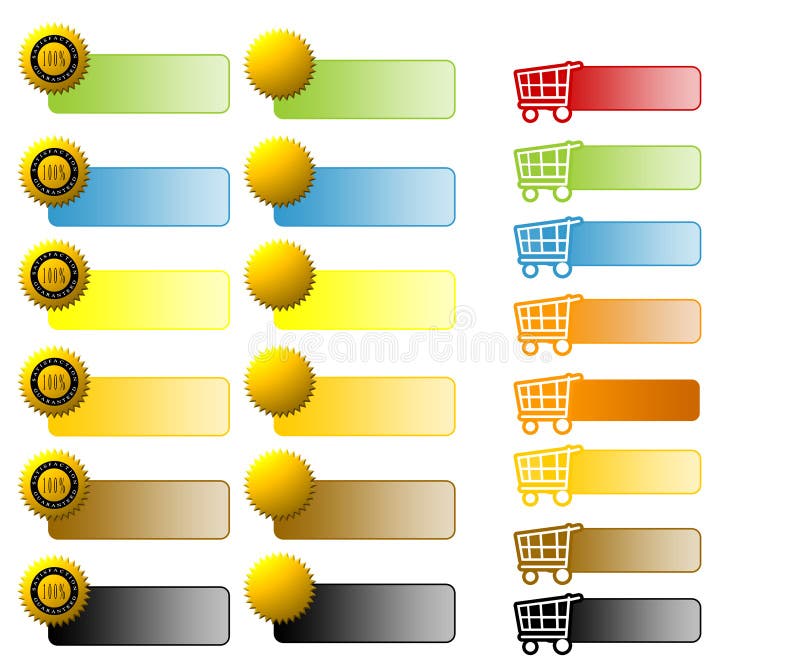 Assorted E-Commerce Web Buttons Stock Illustration - Illustration of ...