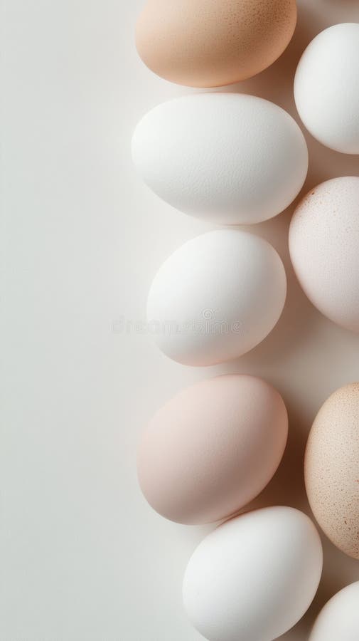 Assorted Eggs Arranged in a Line on a Light Surface Showcasing ...