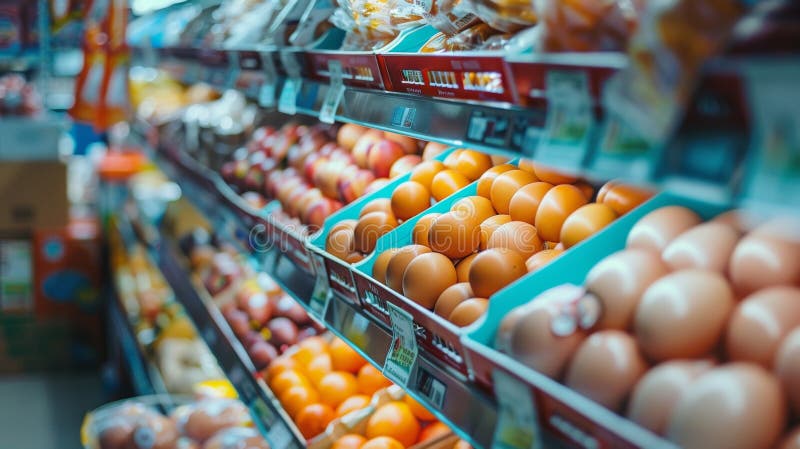 Assorted Eggs on Grocery Store Shelf Stock Photo - Image of market ...