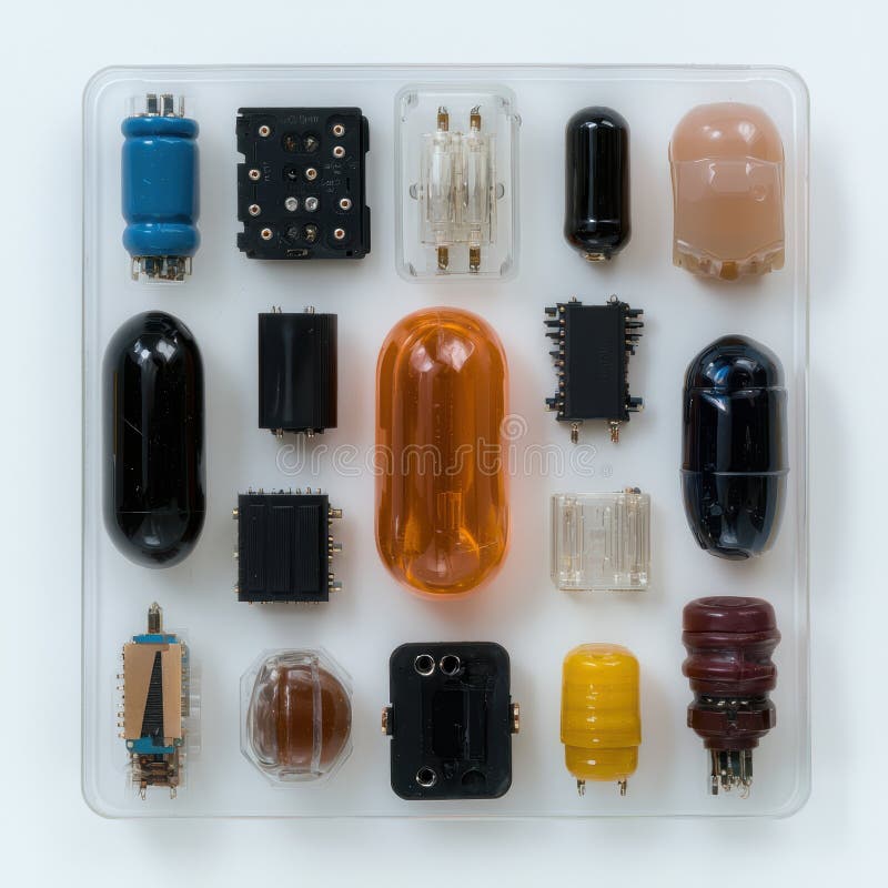Assorted Electronic Components in a Clear Plastic Tray Stock ...