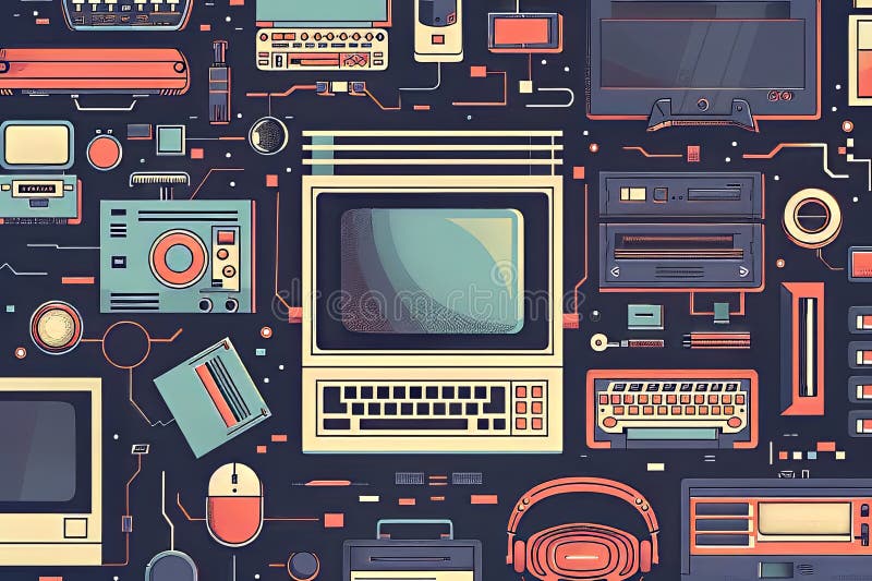 Assorted Electronic Devices Displayed Together Stock Illustration ...