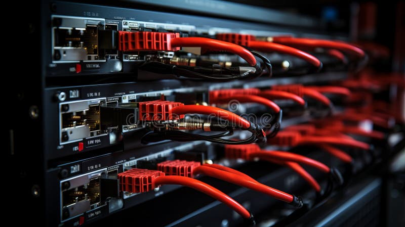 Assorted Ethernet Network Cables Properly Connected To a Switch for ...