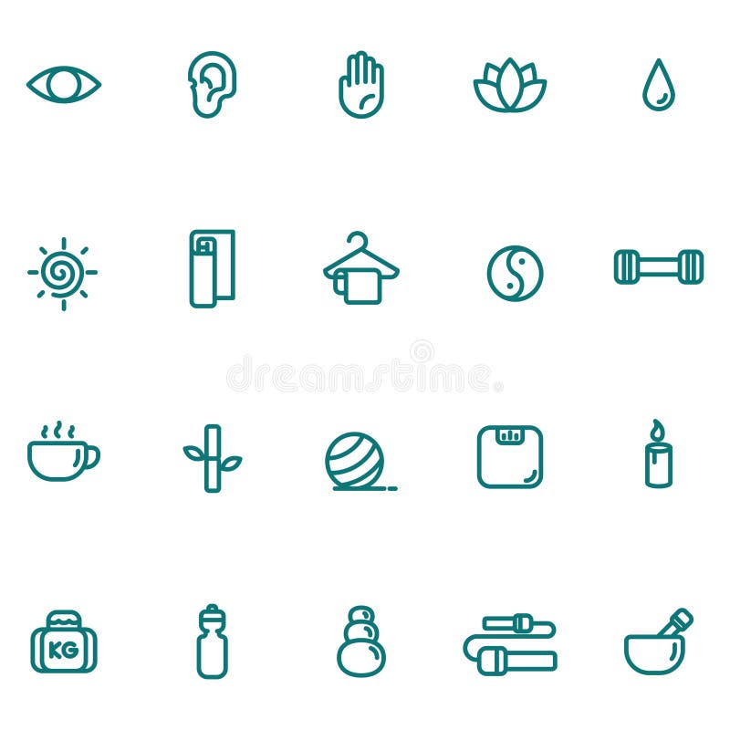Assorted Exercise and Zen Icon Set. Vector Illustration Decorative ...