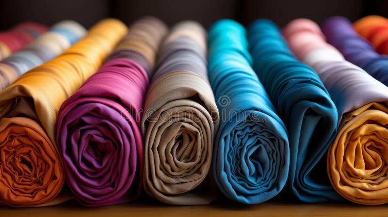 Assorted Fabric Swatches on Table Stock Photo - Image of hobby, tailor ...
