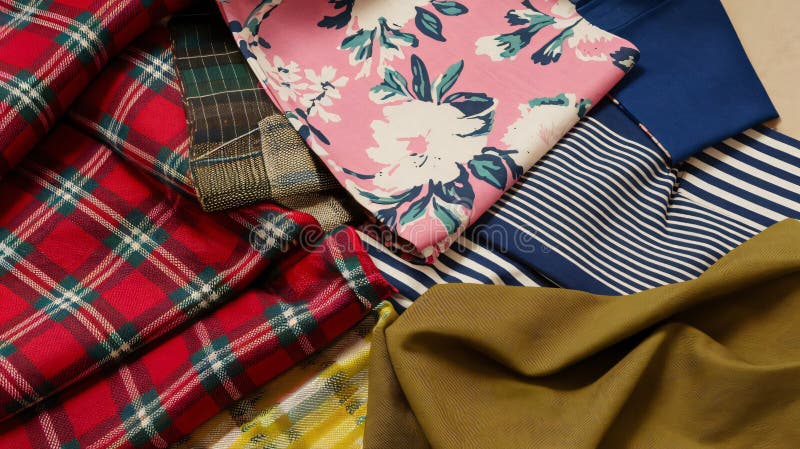 Assorted Fabric Textures, Plaid, Floral, Stripe, Good Resolution Stock ...