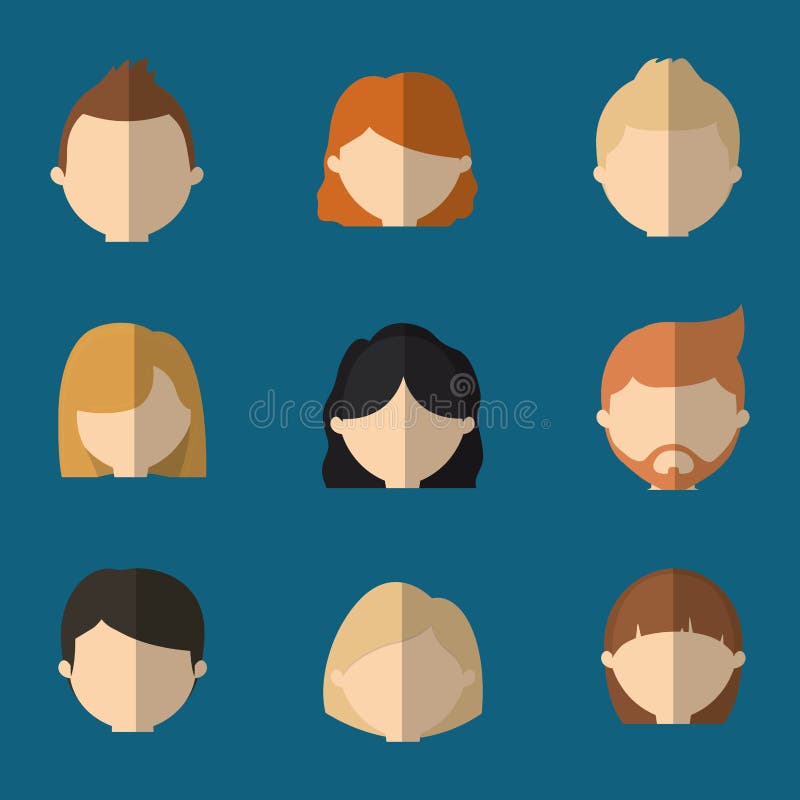 Assorted Faceless People Heads Icon Image Stock Illustration ...