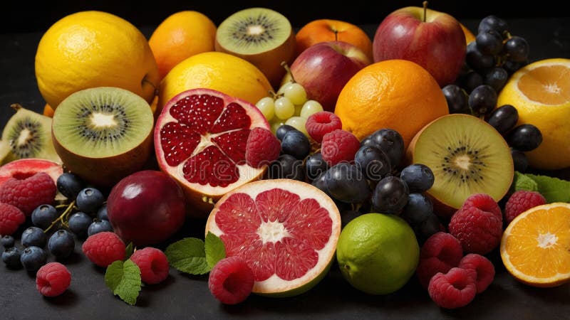 Assorted Fallen Fruits with Slices and Cuts Stock Illustration ...